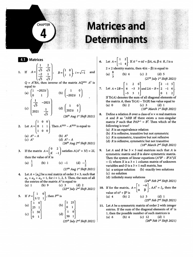 Matrices and Determinants | PDF