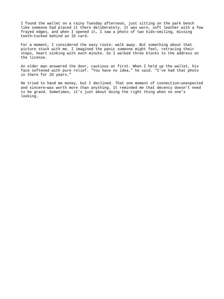 Finding a Lost Wallet: A Kind Act | PDF