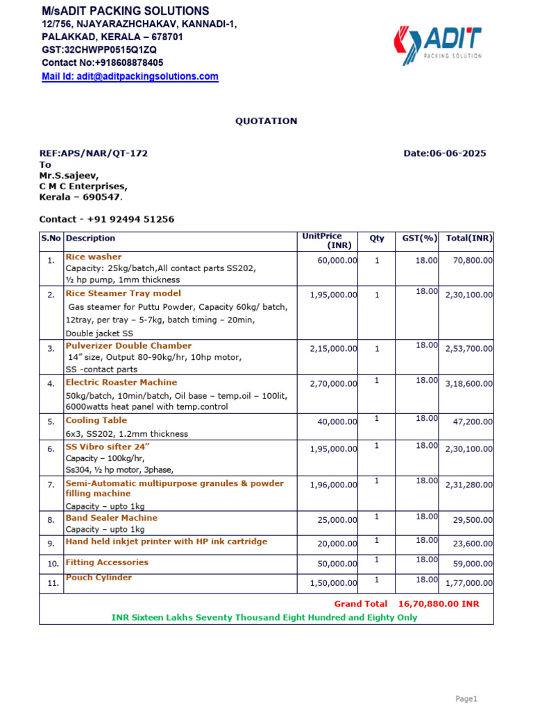 Quot Sajeev Ref Aps QT 172 | PDF