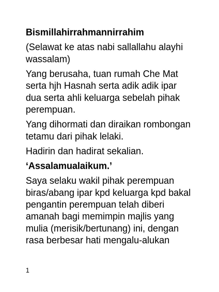 Skrip Majlis Merisik dan Bertunang | PDF