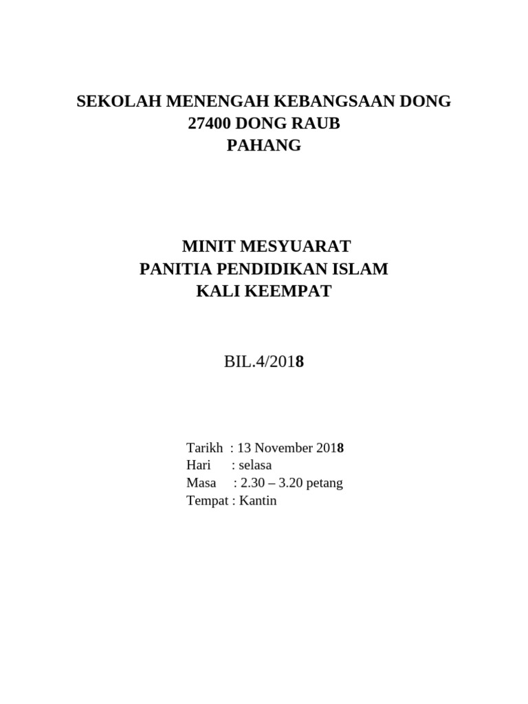 Minit Mesyuarat Keempat 2018 | PDF