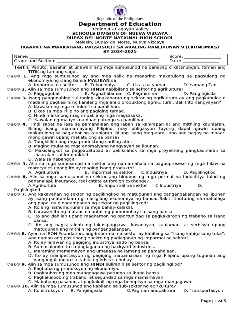 AP 9 Q4 TQ Edited | PDF