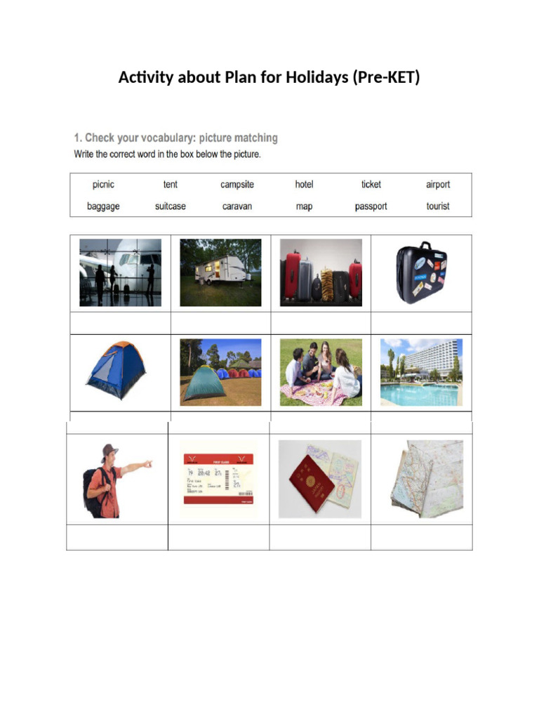 Activity About Plan For Holidays (Pre-KET) | PDF