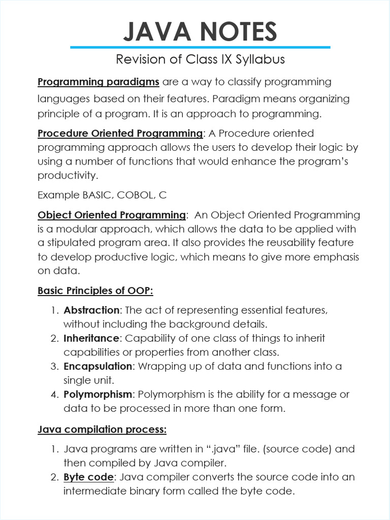 Java Programming Concepts Overview | PDF | Parameter (Computer ...