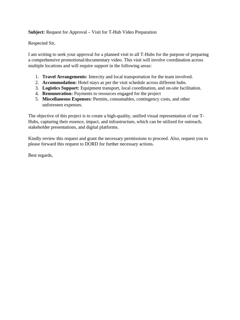 Approval Request for T-Hub Video Visit | PDF