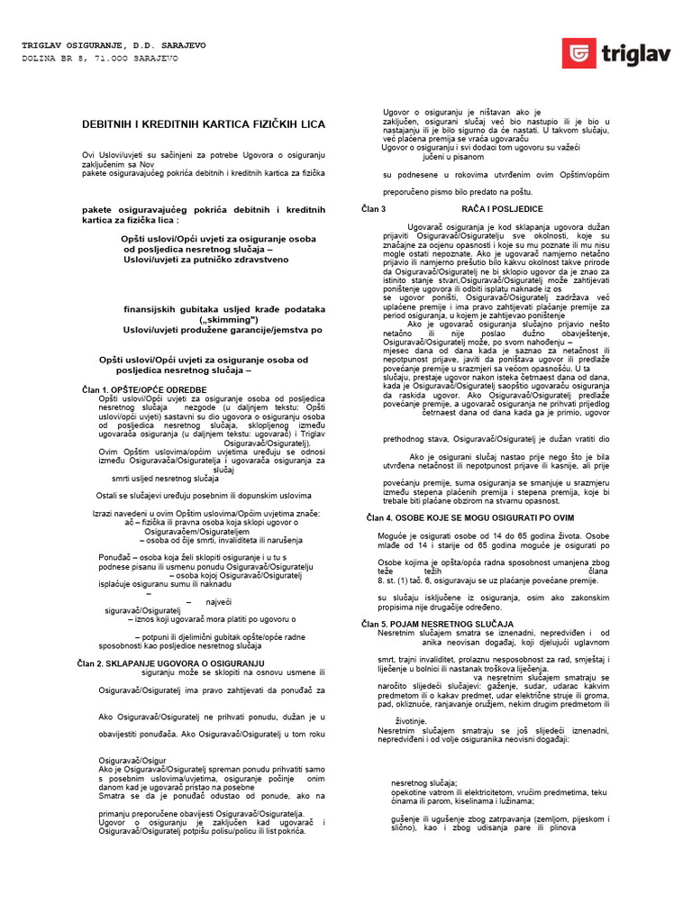 Uslovi Osiguranja Platnih Kartica-1719407055 | PDF