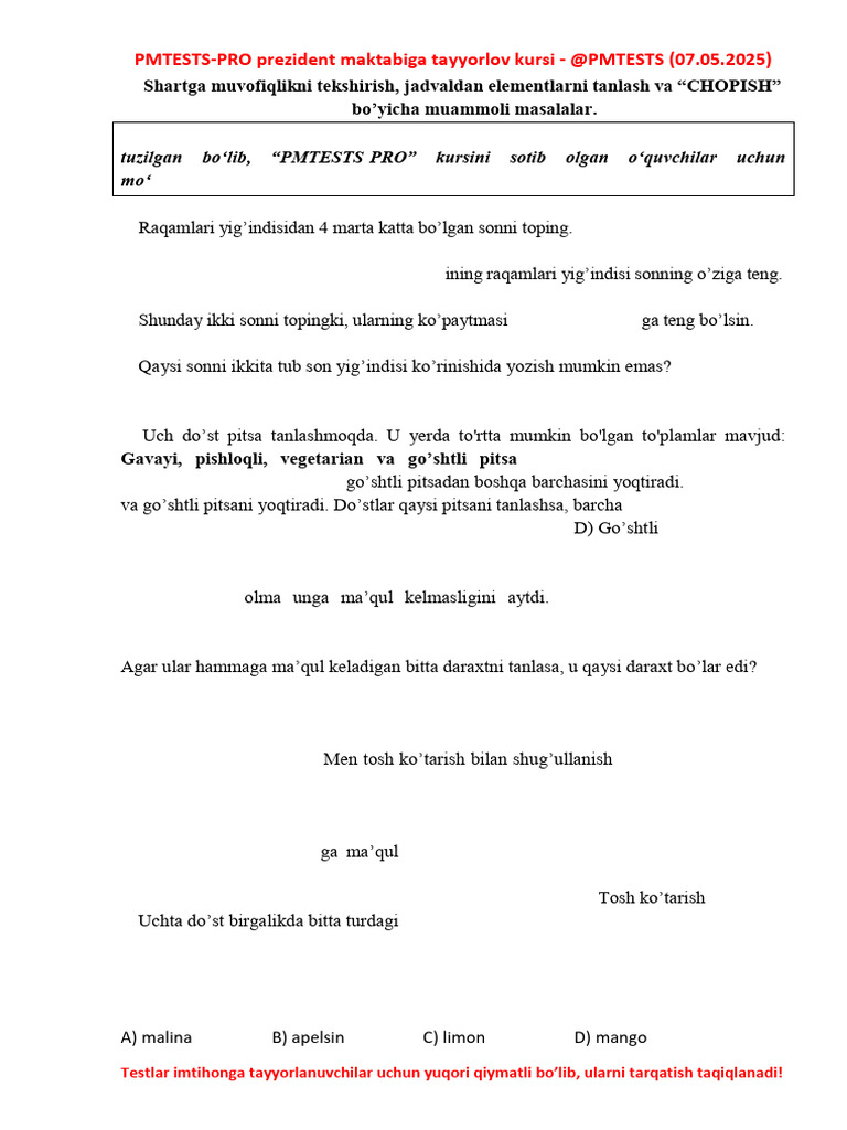 O'Chirib Tashlash Usuli 50 Talik | PDF