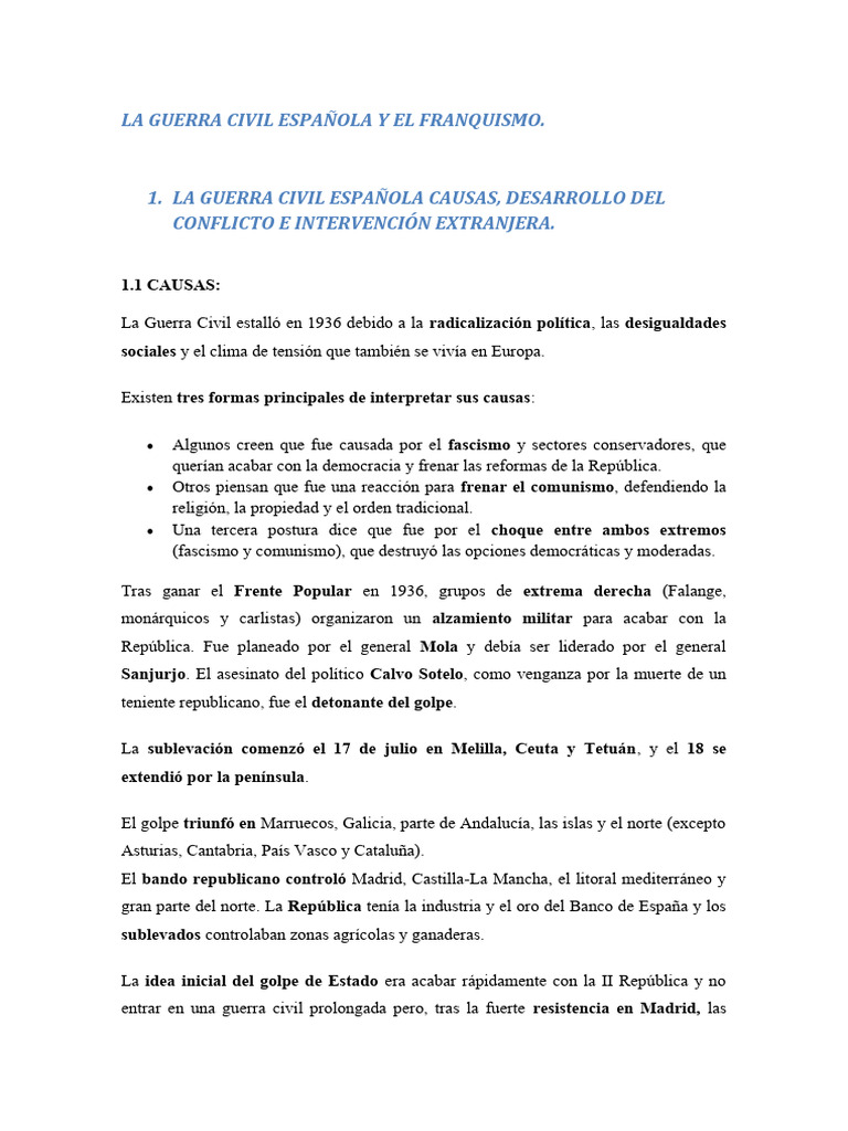 La Guerra Civil Española y El Franquismo | PDF | España franquista ...