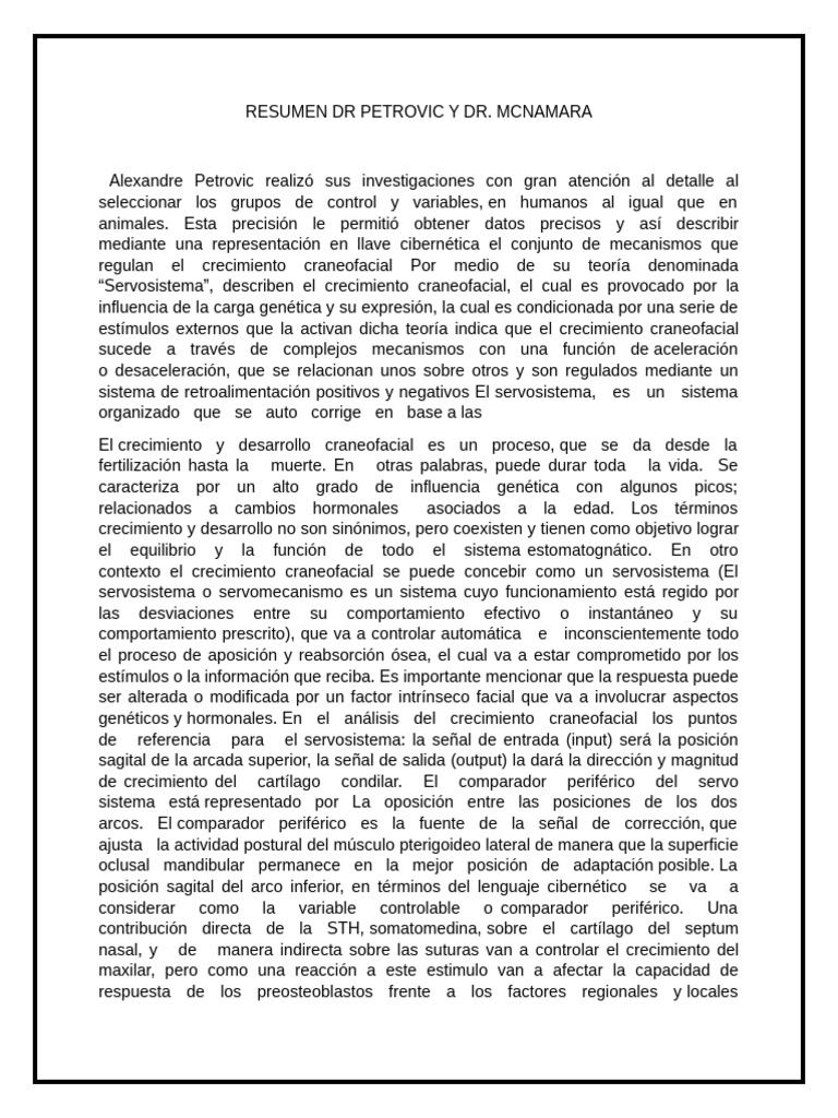 Petrovic y Mcnamara | PDF | Hueso | Servomecanismo