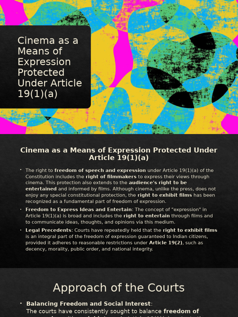 Cinema As A Means of Expression Protected Under | PDF | Freedom Of ...