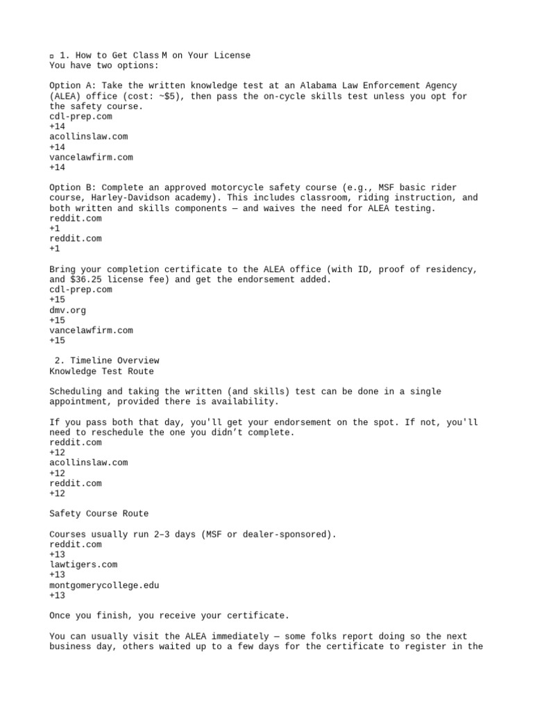 How To Get Class M in Alabama | PDF