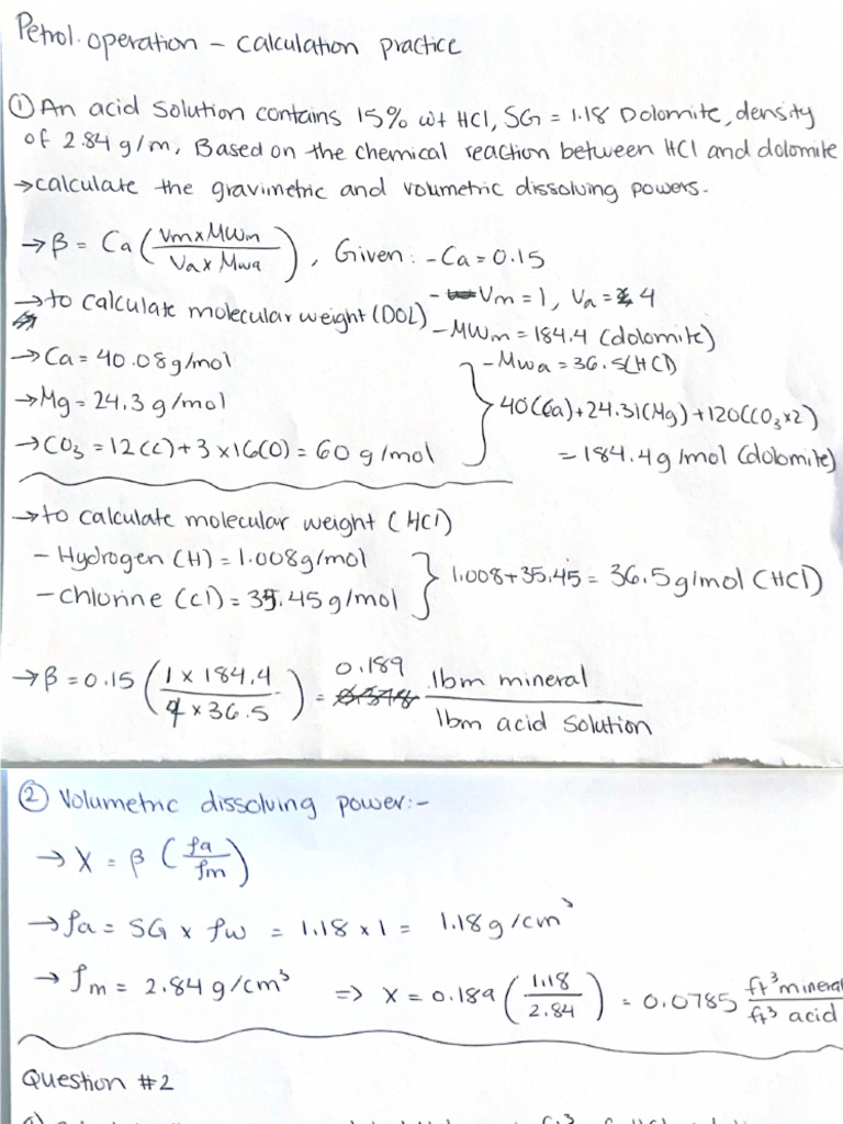 Of 284 GM, Based On The Chemical Reaction Between HCI and Dolomite | PDF