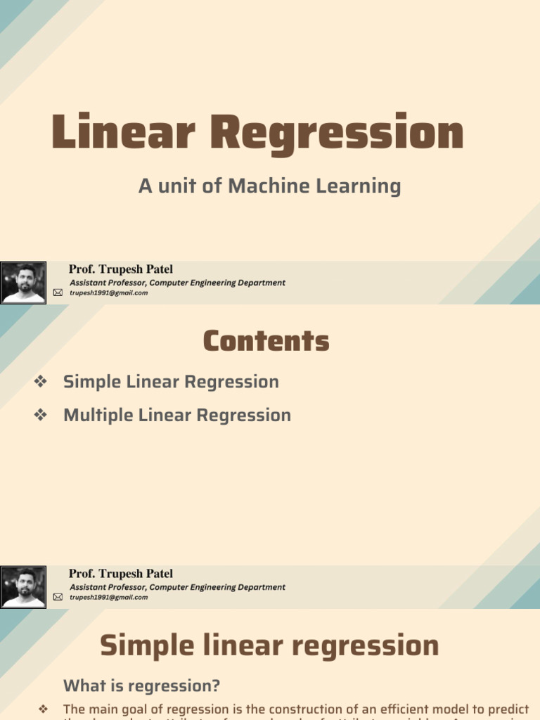 ML Linear Regression Trupesh Patel | PDF | Regression Analysis | Linear Regression