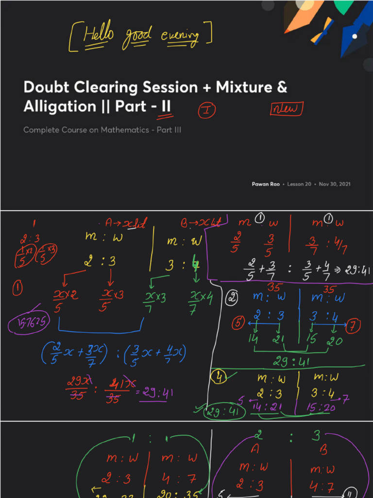 Doubt Clearing Session Mixture Alligation Part II With Anno | PDF