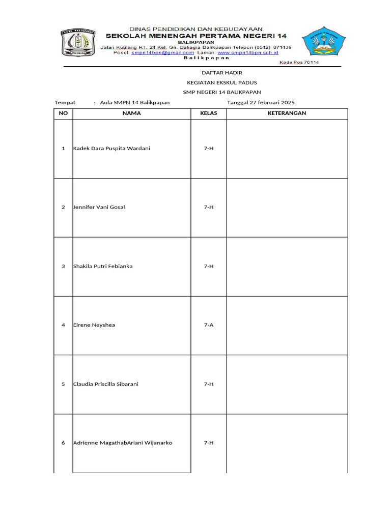 Laporan ekskul | PDF