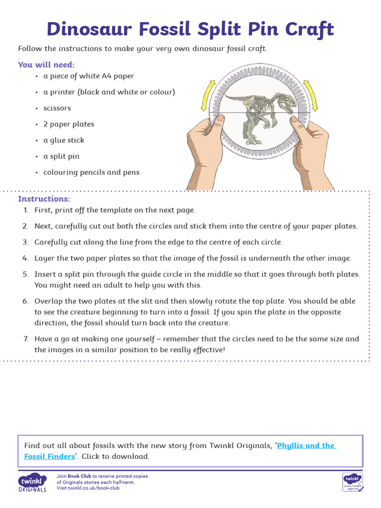 T TP 2550566 Make A Split Pin Dinosaur Fossil Craft Activity - Ver - 1 ...