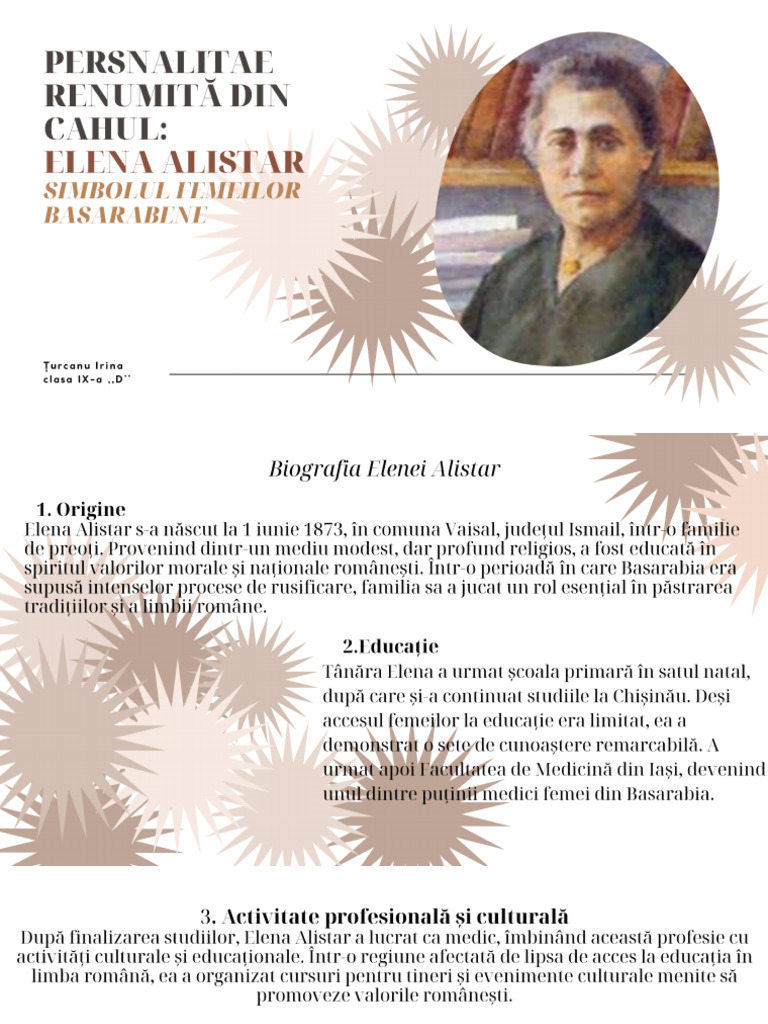 Persnalitae Renumită Din Cahul Elena Alistar | PDF