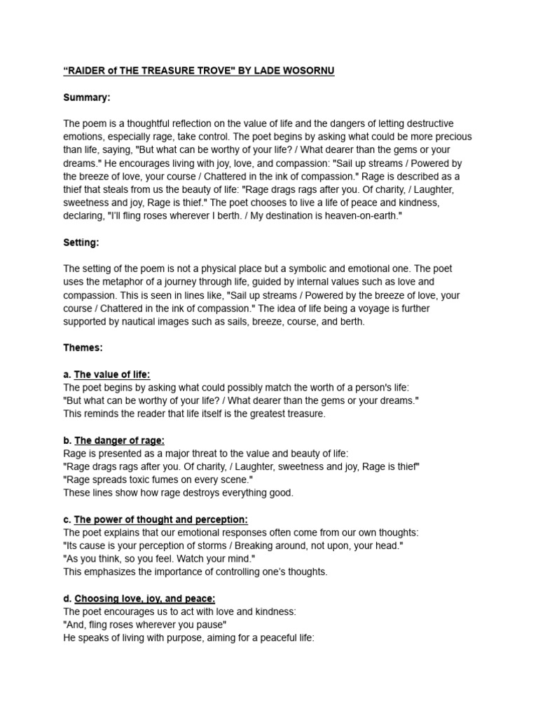 "Raider of The Treasure Trove - by Lade Wosornu | PDF