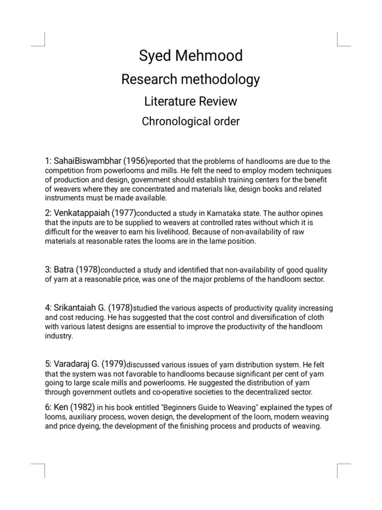 Syed Mehmood Research Methodology Litera | PDF | Weaving | Loom