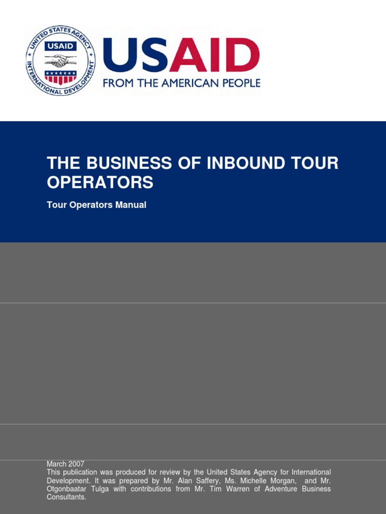 USAID - Inbound Tour Operator Manual | PDF | Travel Agency | Tourism