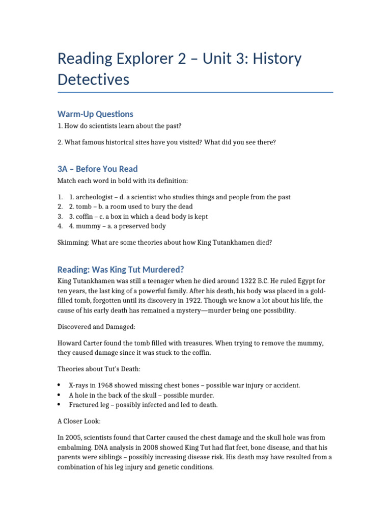 Reading Explorer 2 Unit 3 Formatted Final | PDF