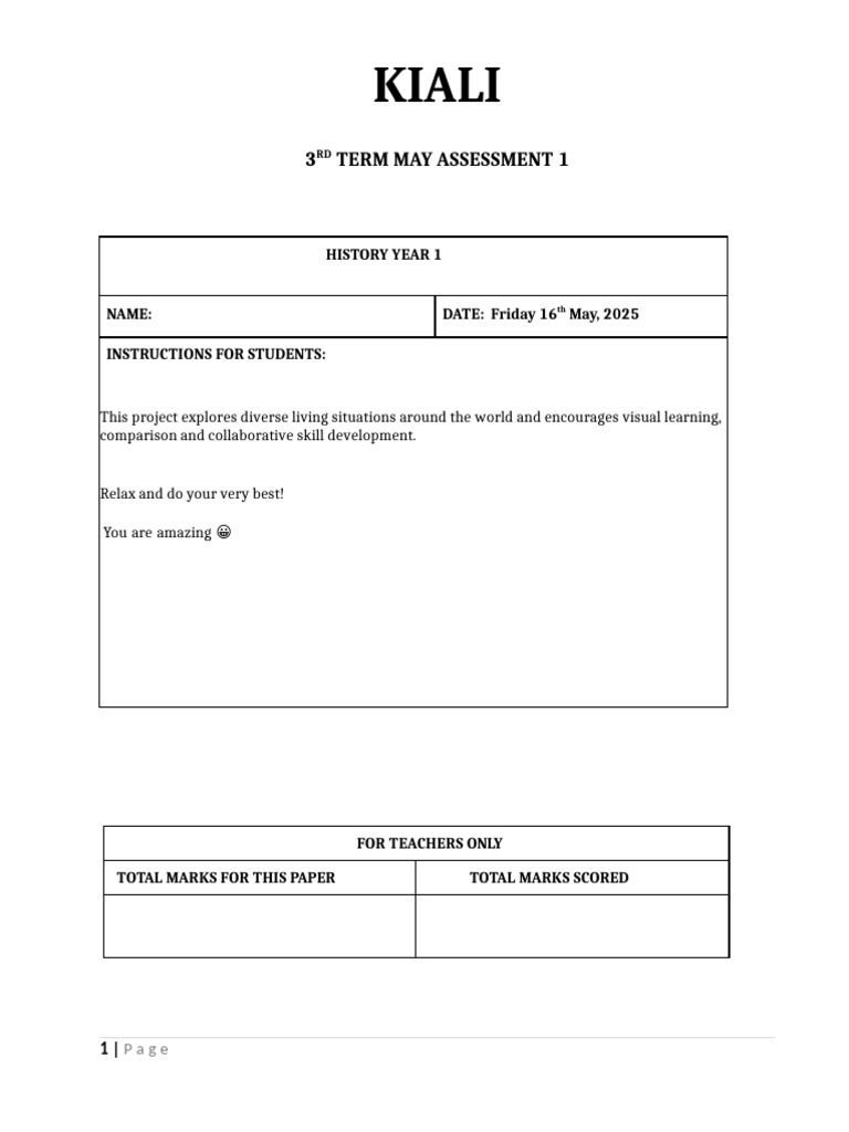History & Global Perspectives Year 1 Term 3 Project | PDF ...