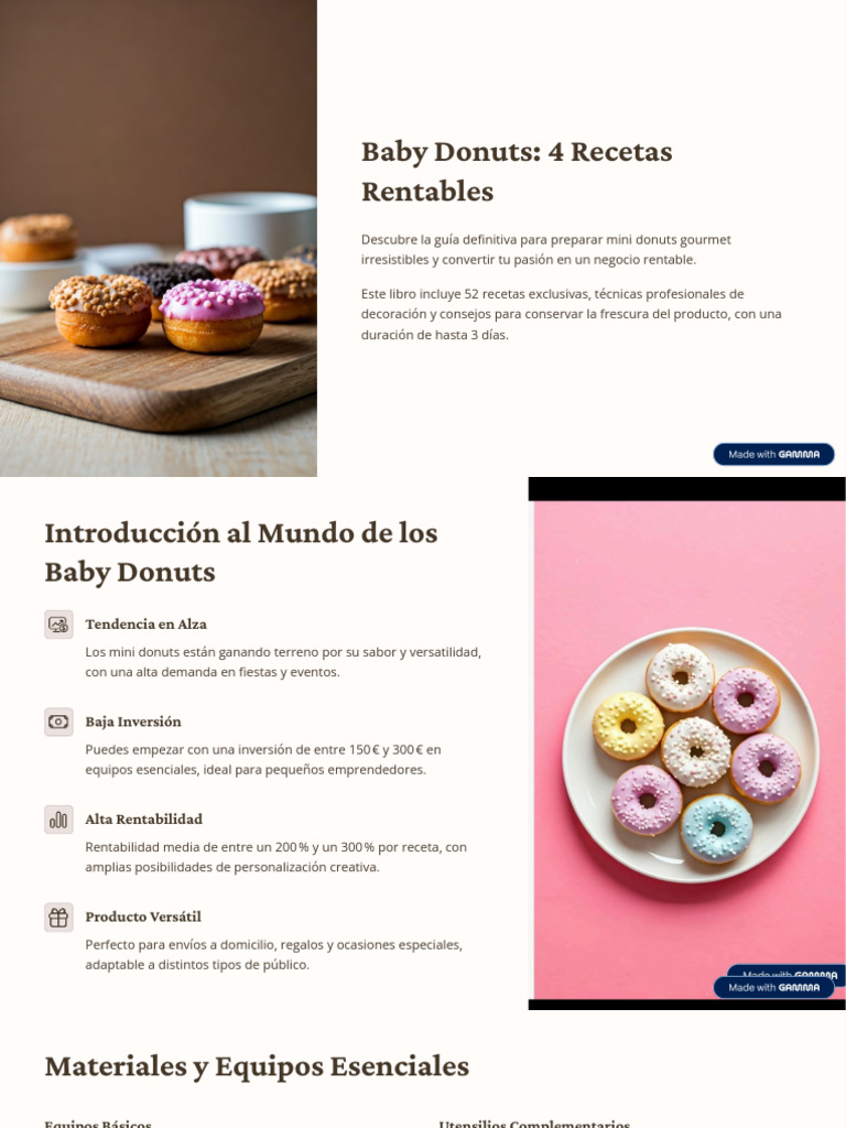 Baby Donuts 4 Recetas Rentables | PDF | Chocolate | Leche