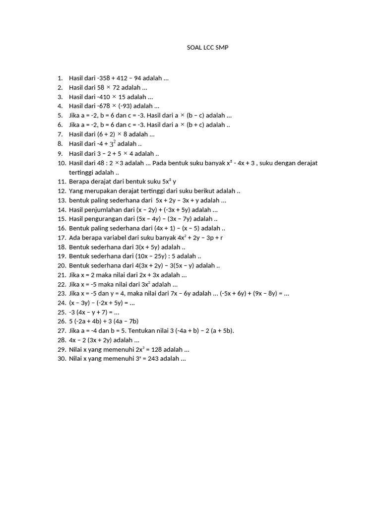 Soal LCC SMP | PDF