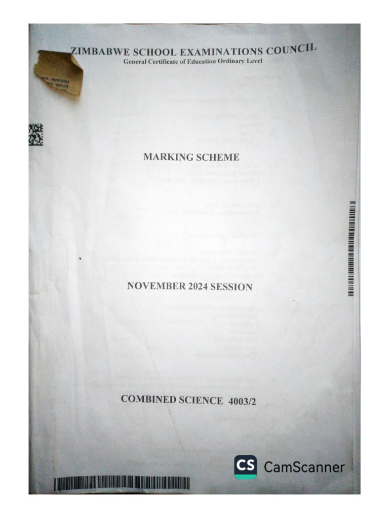 Combined Science November 2024 Paper 2 Marking Scheme | PDF