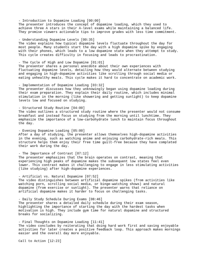 Introduction To Dopamine Loading | PDF | Lunch | Motivation