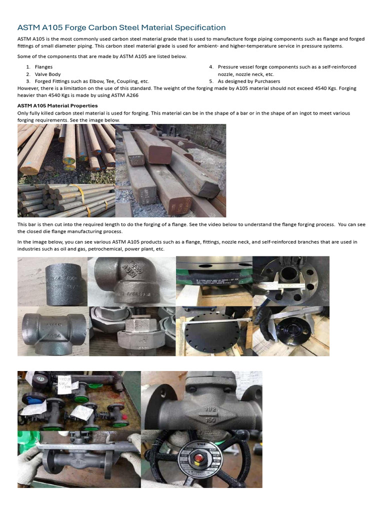 ASTM A105 Forge Carbon Steel Material Specification - Merged | PDF ...