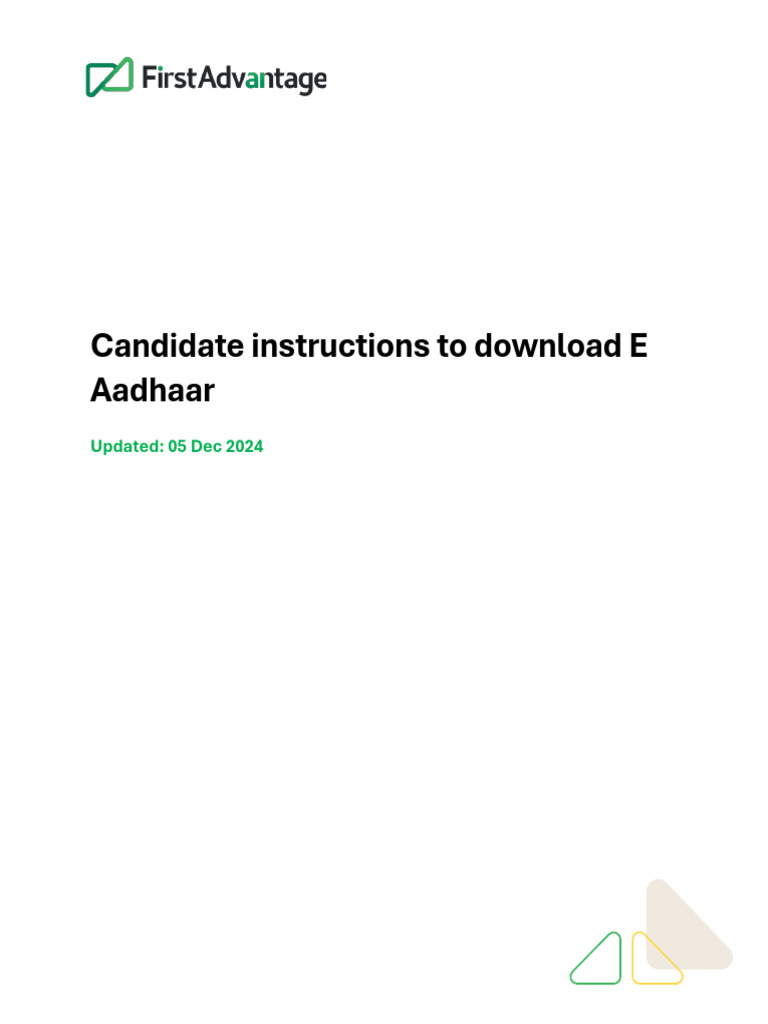 E Aadhaar Download Instructions | PDF