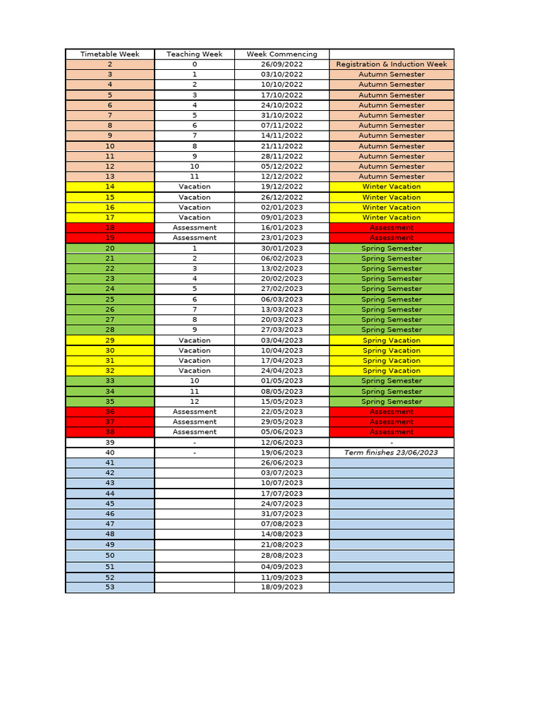 Academic Year Timetable 2022-2023 | PDF | Educational Stages | Higher ...