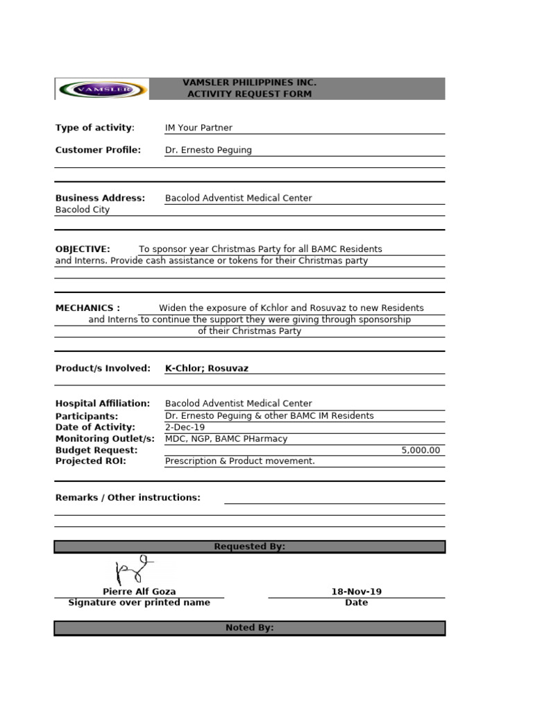 Activity Request | PDF