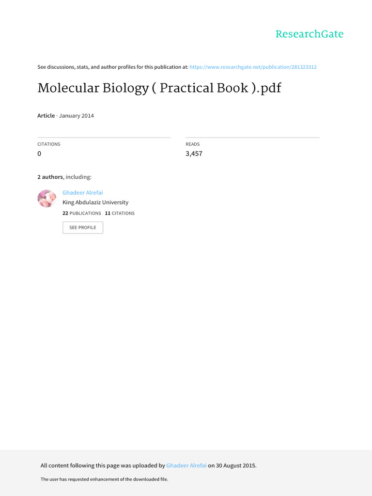 Molecular Biology (Practical Book) | PDF