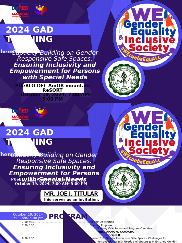 Gad Program Edited 1 | PDF | Social Ethics | Gender Equality