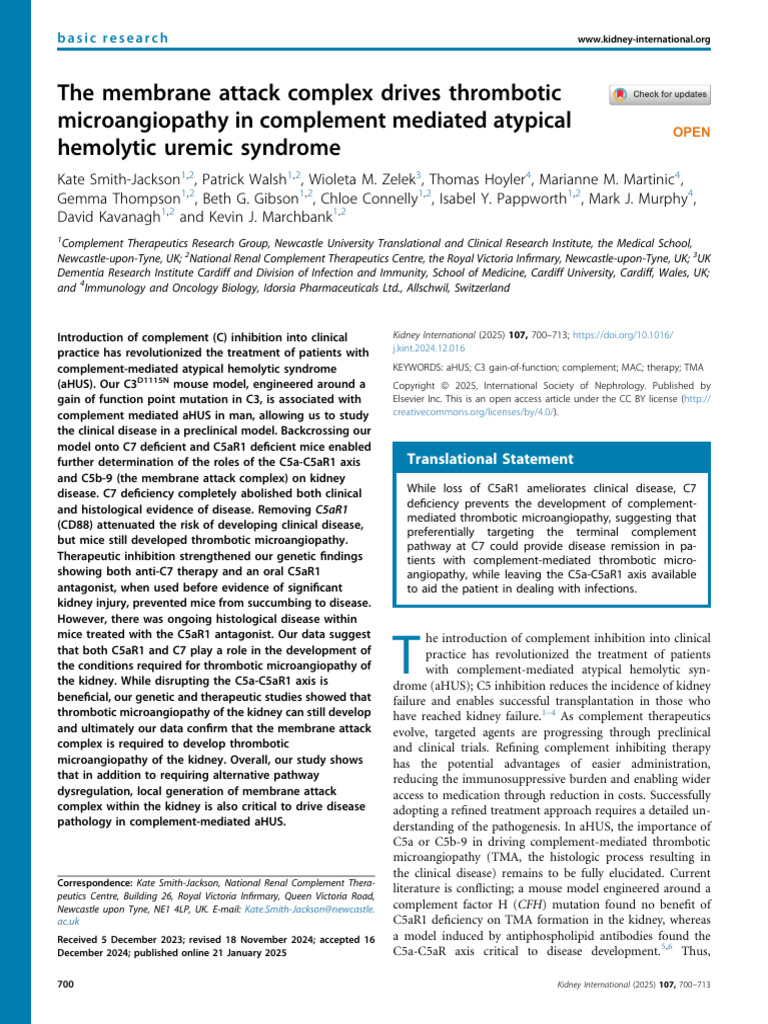 1 s2.0 S0085253825000602 Main | PDF | Complement System | Medical Specialties