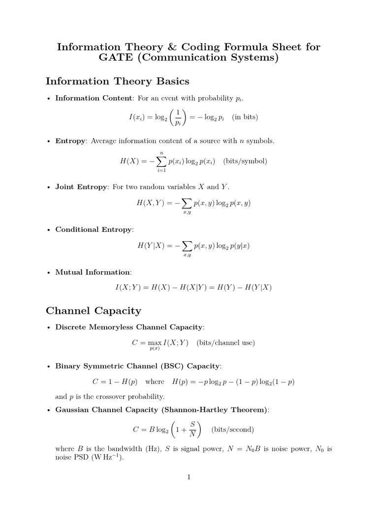 Information Theory & Coding | PDF | Information And Communications Technology | Data Transmission