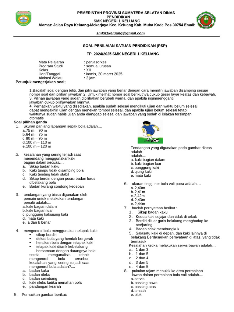 Soal Pas Pjok Randi 2025 | PDF