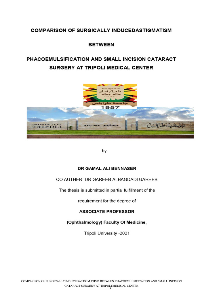 Astigmatism in Cataract Surgery: Phaco vs SICS | PDF | Cataract | Eye