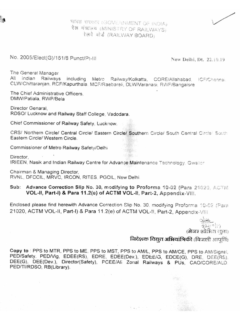 ACTM Correction Slip No. 30, Modifying Proforma | PDF