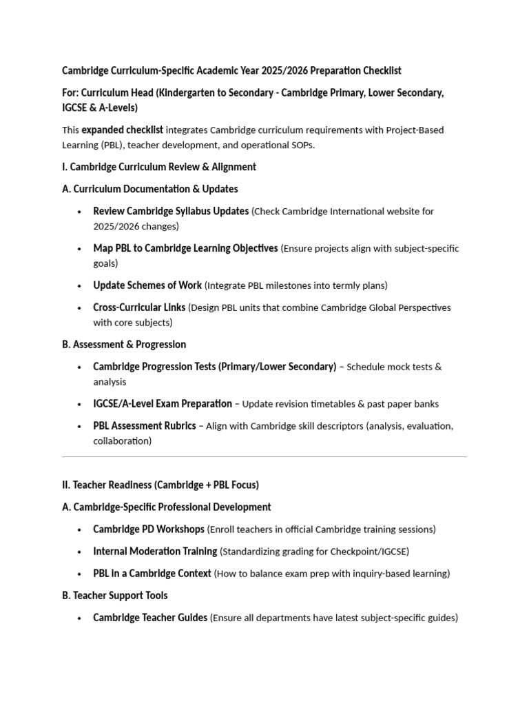 Cambridge PBL & IGCSE Preparation Guide | PDF | Curriculum | Learning