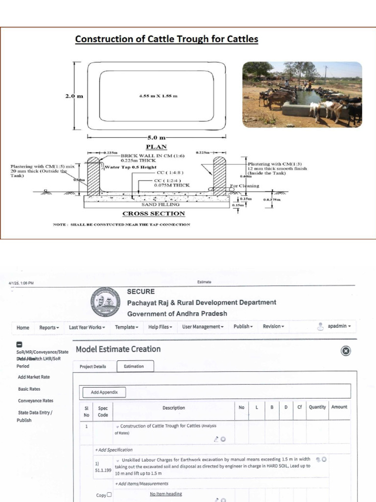 Construction of Cattle Trough - 2 Types - FY 2025-26 | PDF | Pipe ...