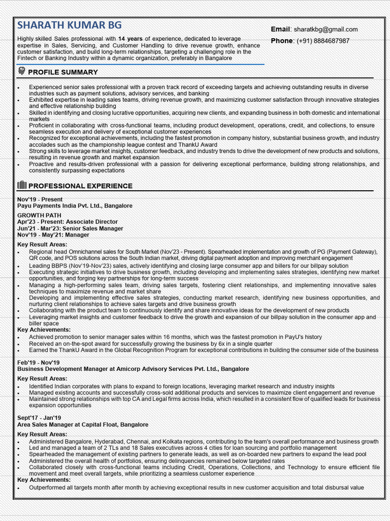 Genxire - Sharath Kumar - Regional Manager - Magicbricks | PDF | Sales | American Express