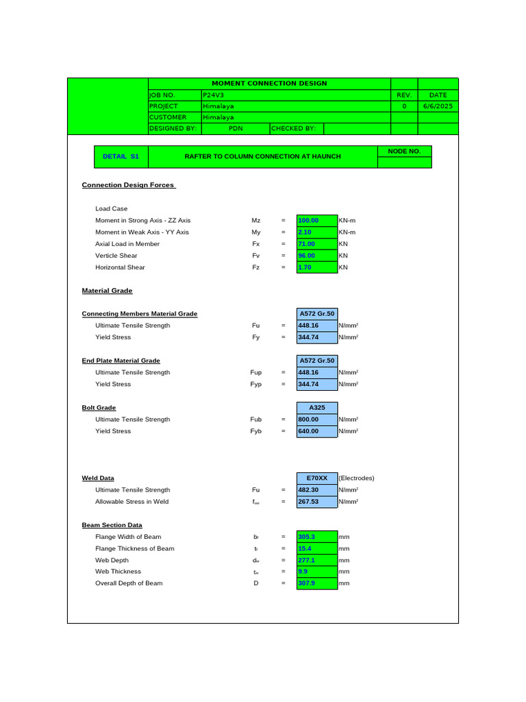 Main Beam Moment Connection-R1 06-06-2025 | PDF | Beam (Structure) | Stress (Mechanics)