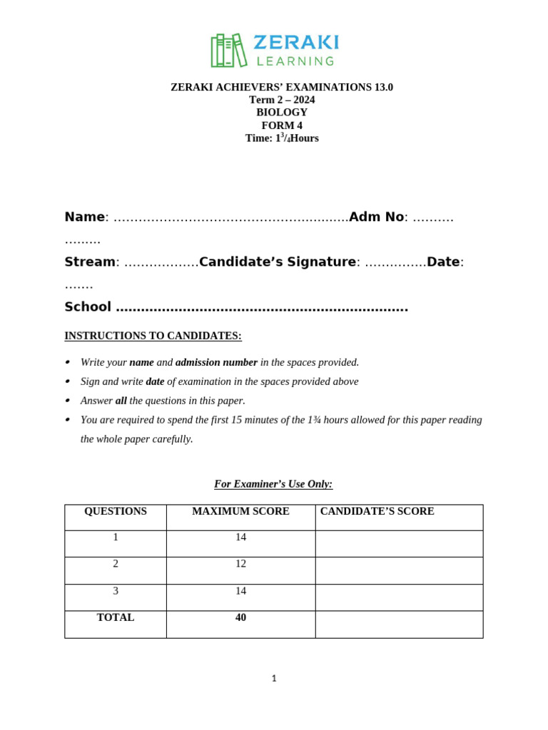 Biology Paper 3: Exam Questions & Answers | PDF | Evolutionary Biology ...
