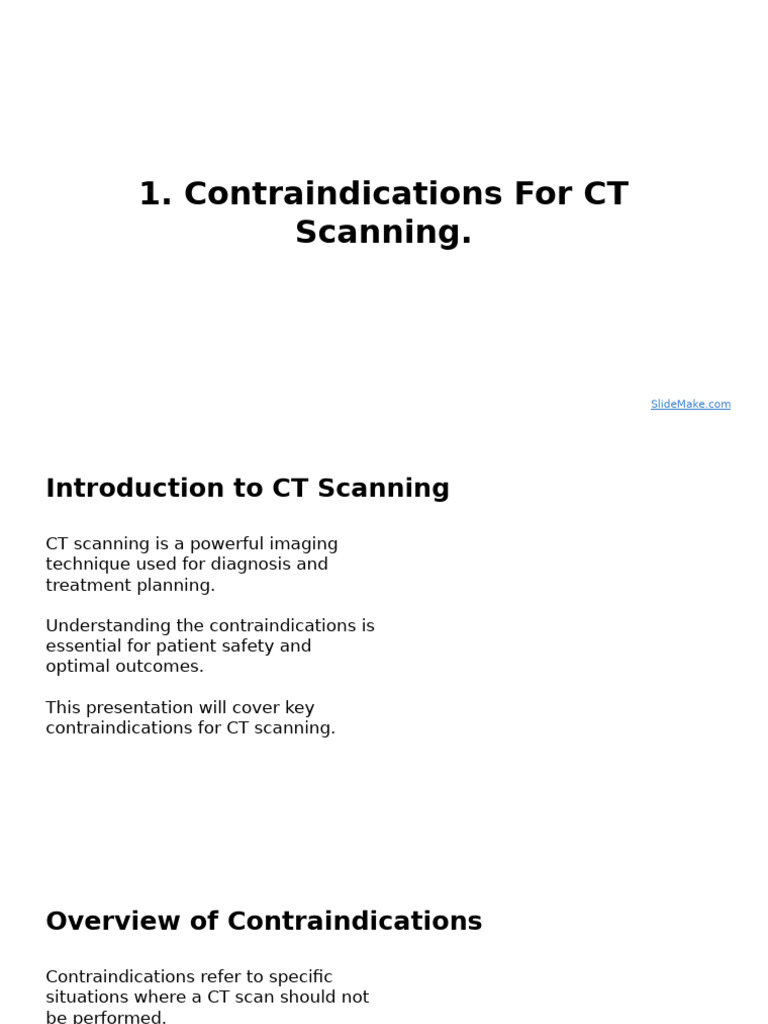 Contraindications For CT Scanning. | PDF | Ct Scan | Medical Imaging