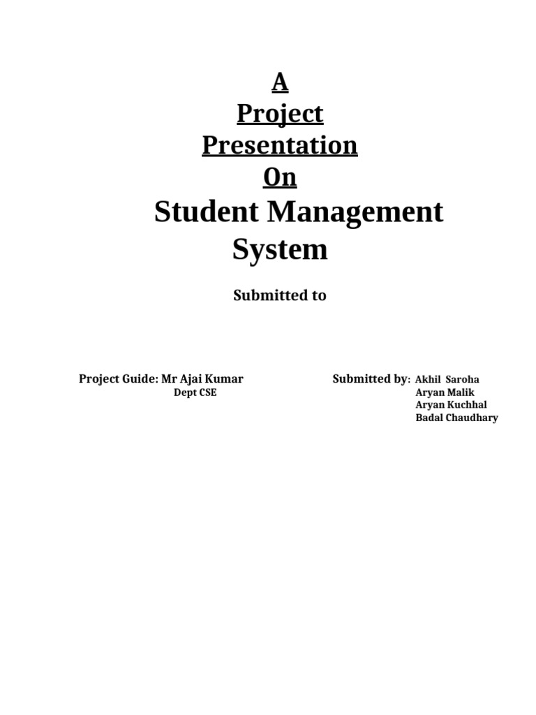 Final PPT Student-Management-System | PDF | Software Testing | Java ...