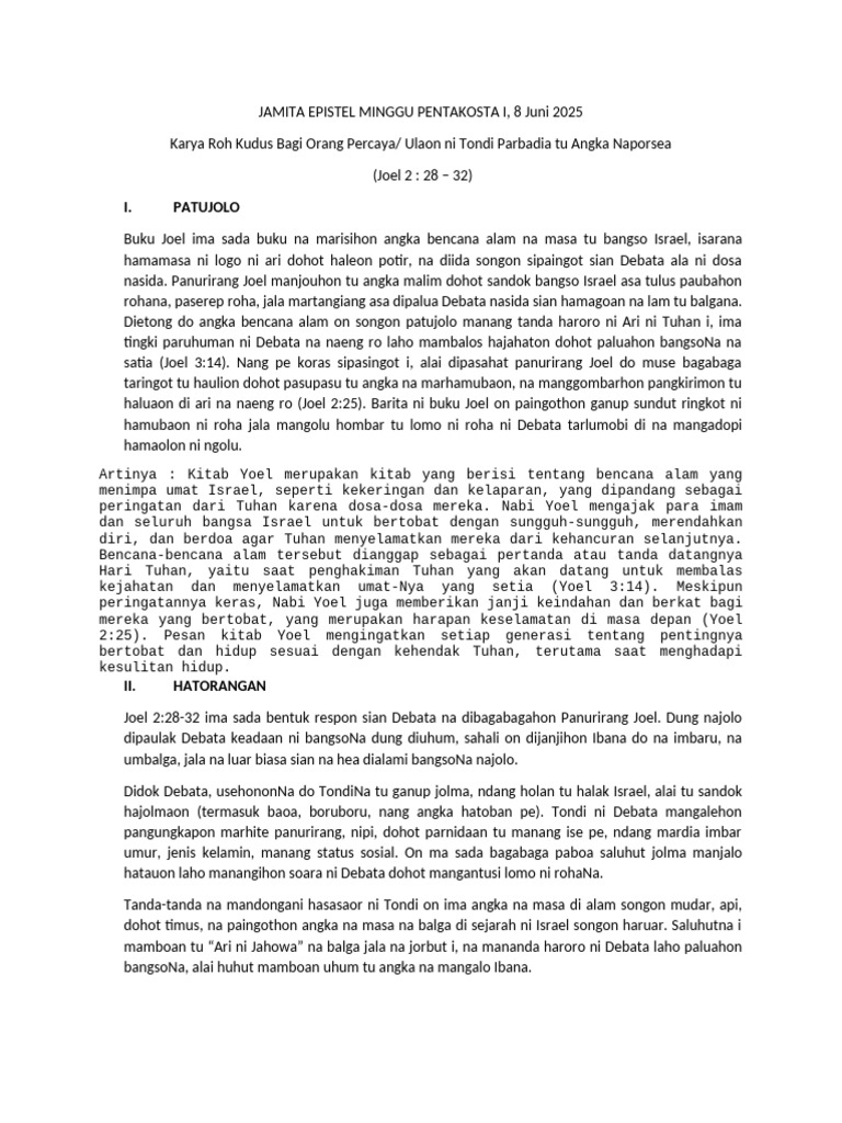 Janji Roh Kudus dalam Yoel 2:28-32 | PDF