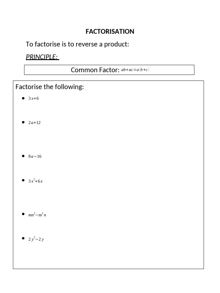 Lesson 4 - Factorisation | PDF